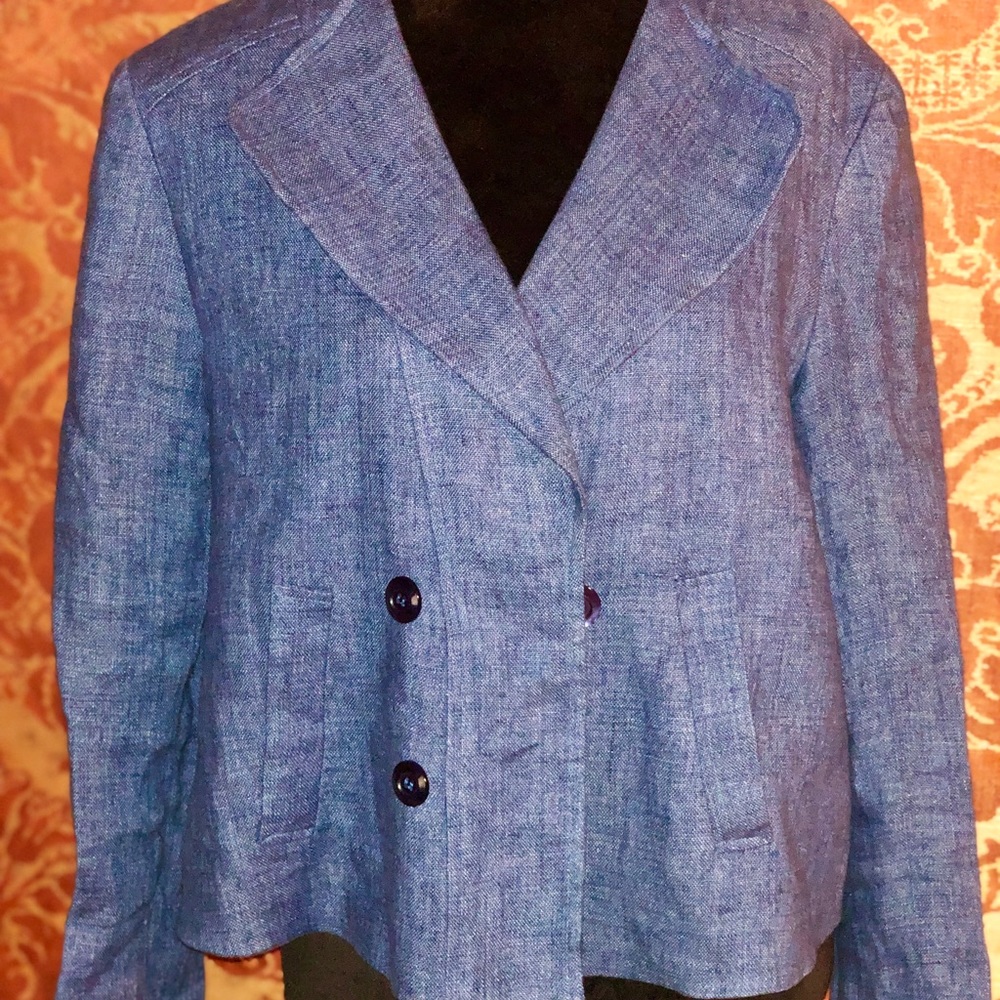 Louben Linen Double Breasted Blazer - Gem